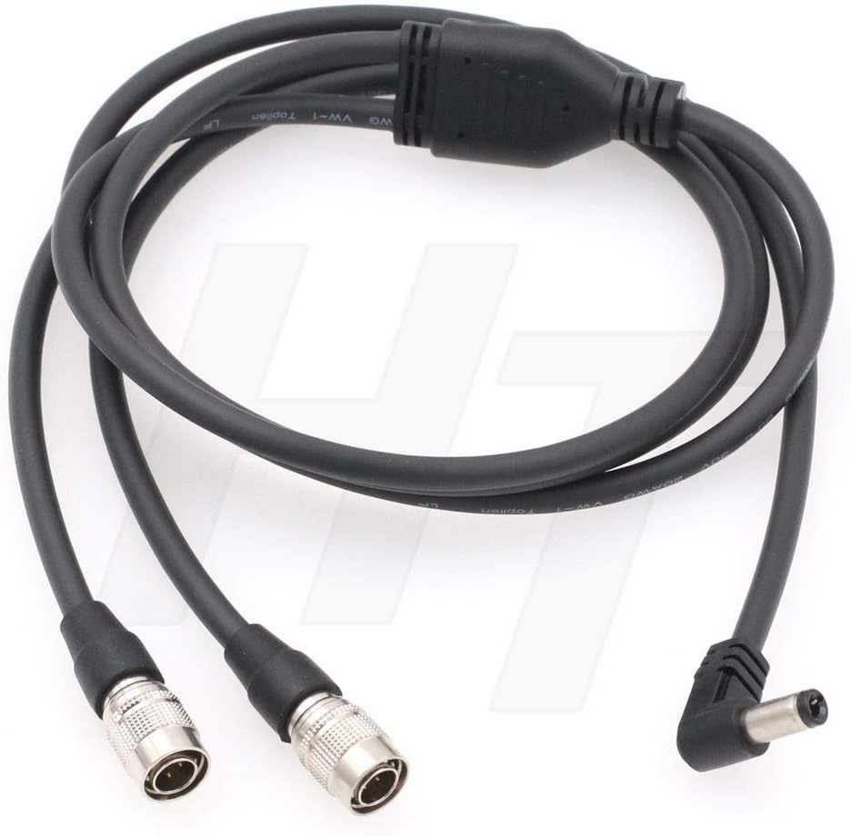 Y Splitter Power Cable Angled DC to 2 x Hirose 4 Pin for Sound Devices Recorder Zaxcom QRX100 ...