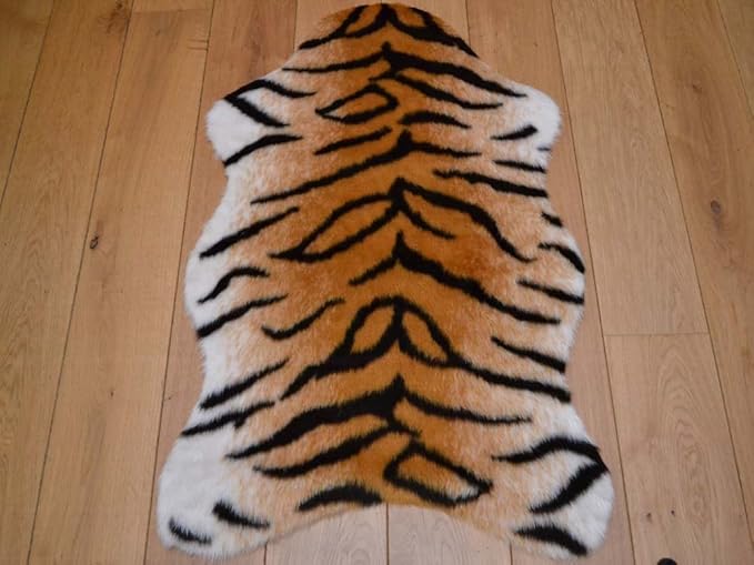 Tiger Bengal Animal Faux Fur Rug. Available in 4 Sizes (70cm x 100cm ...