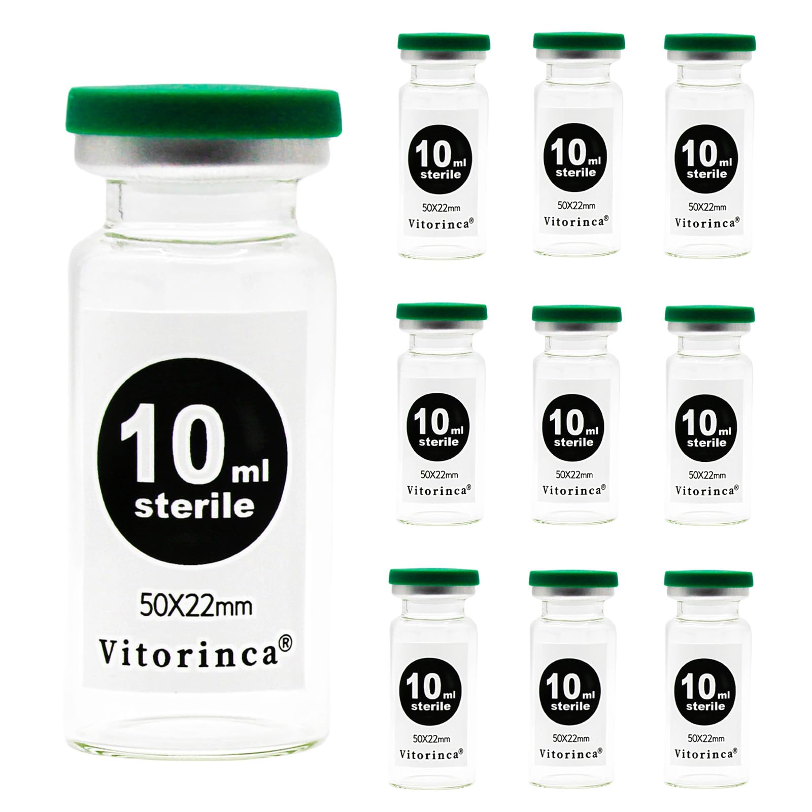 Vitorinca 10ml Sterile Glass Vials, 10 Packs-10ml Sterile Empty Vial ...