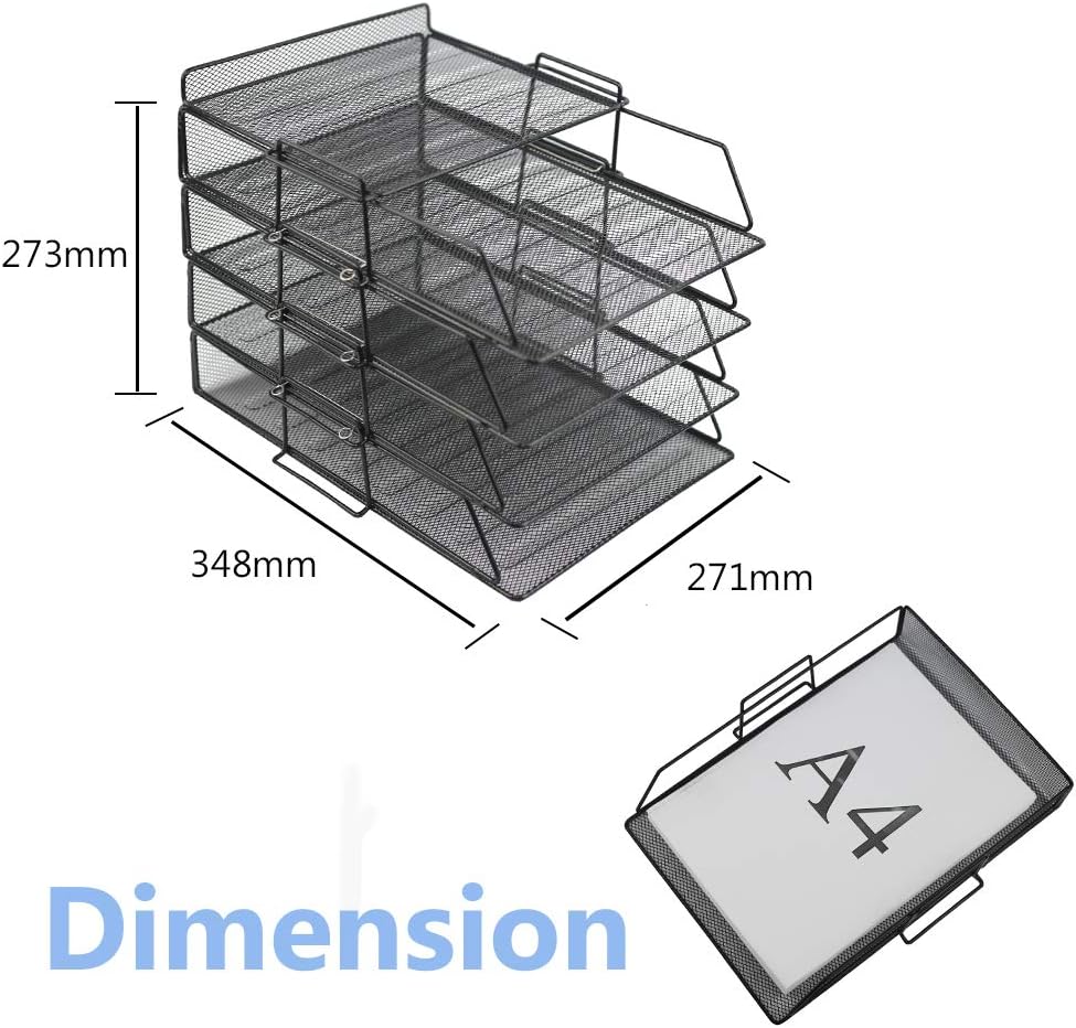 Stackable Document Letter Tray Desk Front Loading Organizer Mesh ...