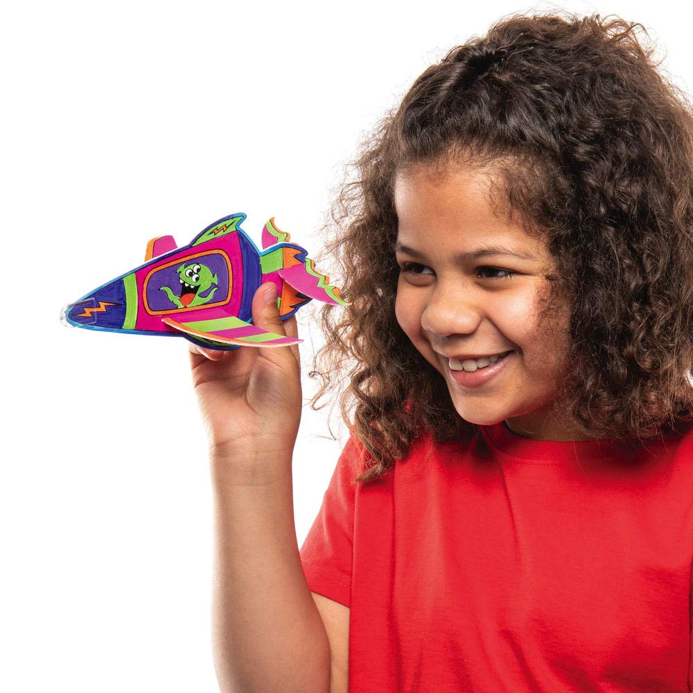 Baker Ross AX176 Make Your Own Rocket Flying Gliders – Pack of 10, Arts and Crafts for Kids to ...