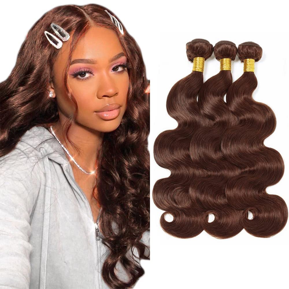 Peenoll Body Wave Human Hair Bundles Honey Brown Color 4 Human Hair ...
