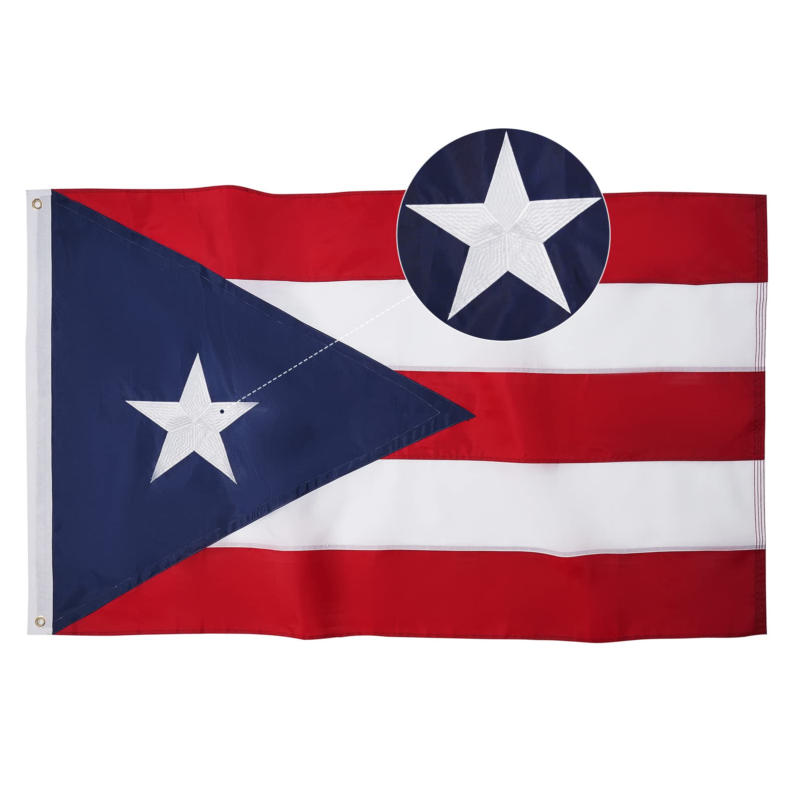 SYII Puerto Rico Flag 3x5 FT, Embroidered Star and Double Stitched Sewn ...