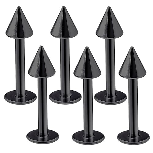 bodyjewellery 6pcs 16g Labret Stud Lip Ring Cartilage Tragus Snakebite ...