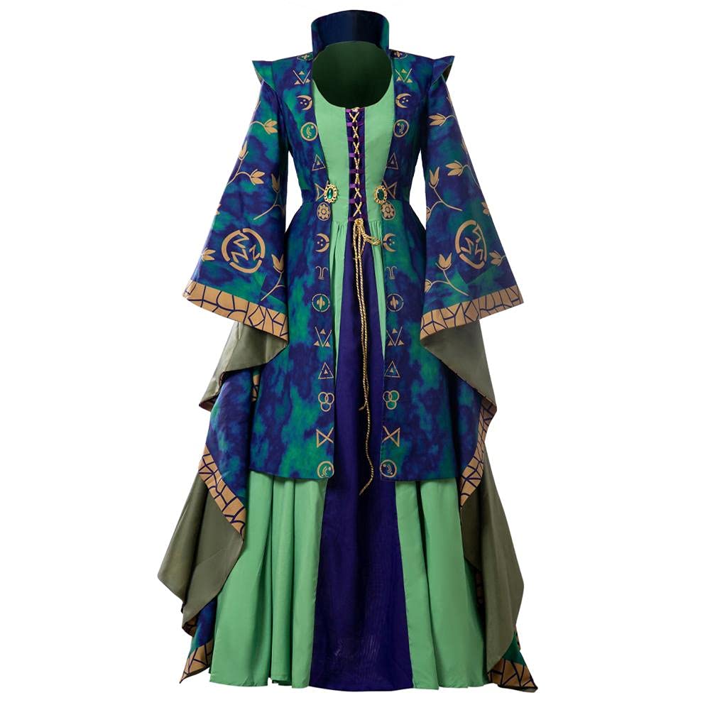 CosplayDiy Medieval Green Velvet Dress Witch Cosplay Costume Robes ...