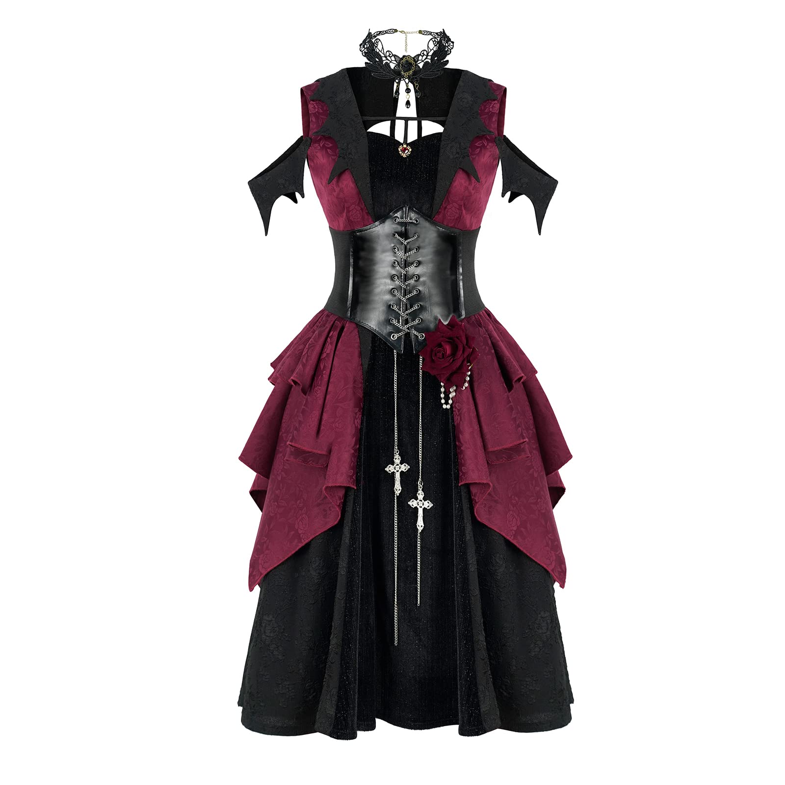yiranyijiu Women's Gothic retro dress Bat Vampire Halloween dress up ...