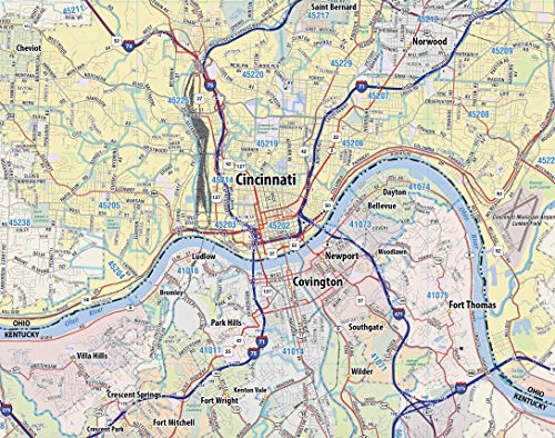 Greater Cincinnati Metro Area Wall Map on Galleon Philippines