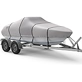 Amazon.com: RVMasking Middle 1200D Reinforced Boat Cover with Storage Bag Trailerable Marine ...