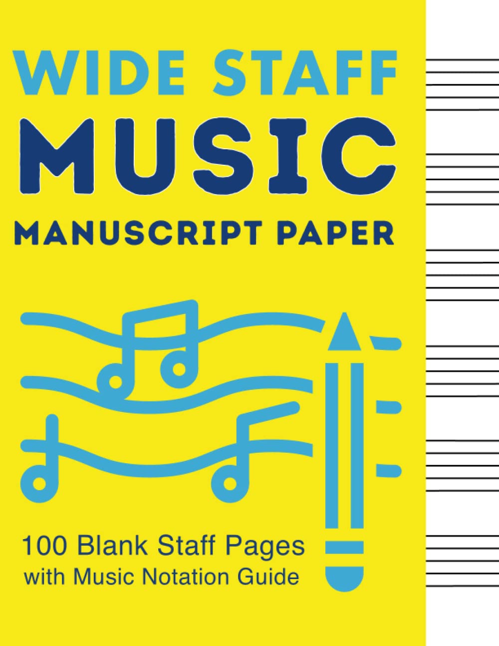 Mua Wide Staff Music Manuscript Paper: 100 Blank Staff Pages with Music ...