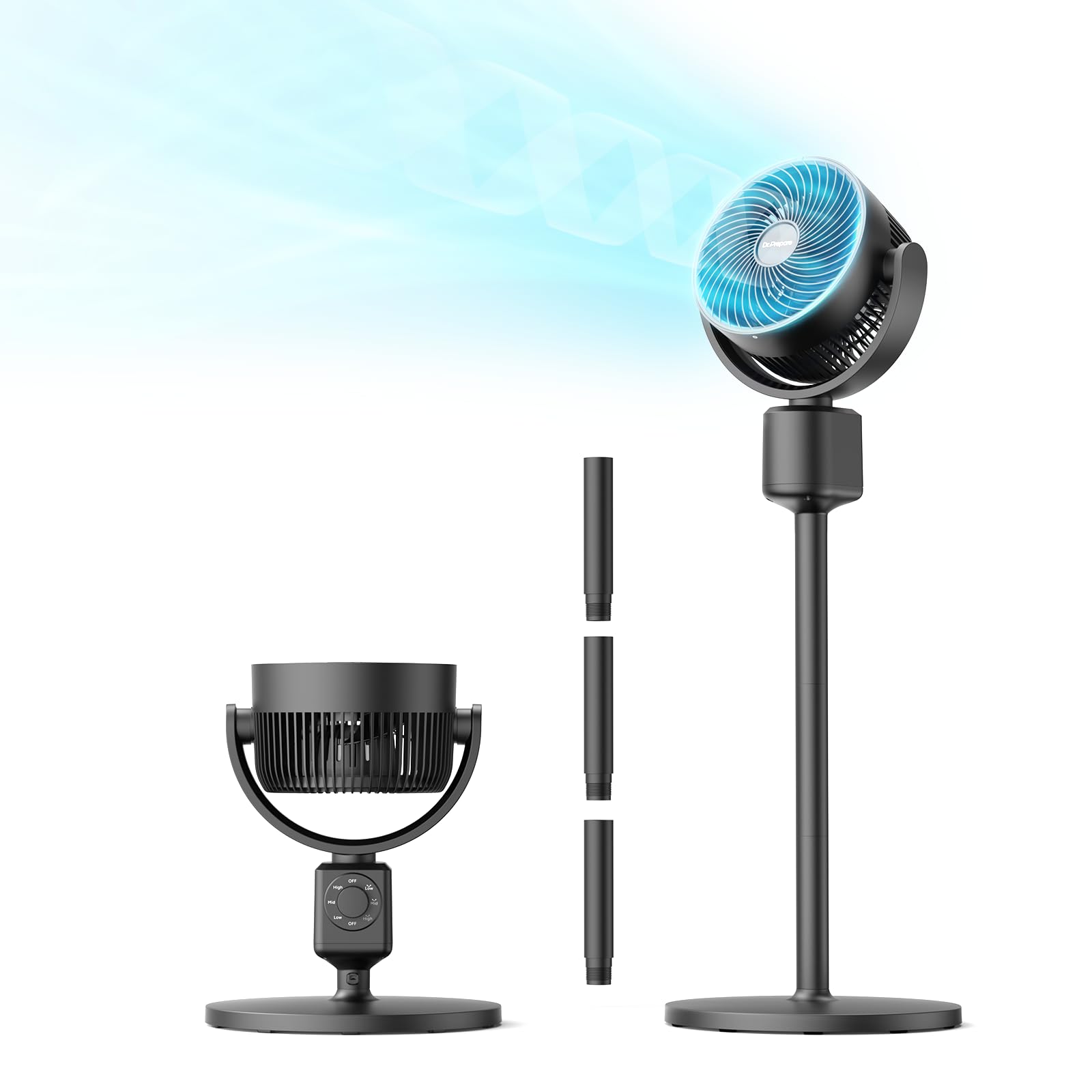 DR.PREPARE Pedestal Fan for Bedroom, Air Circulator Standing Fan, 16-34 ...