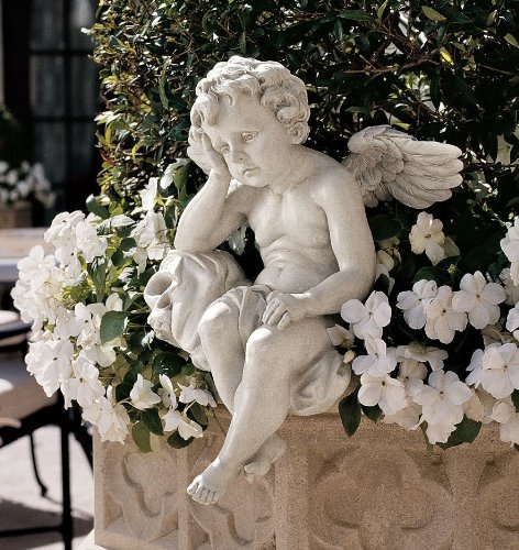 Amazon.com : 13" Home and Garden Sitting Cherub Sculptural Statue ...