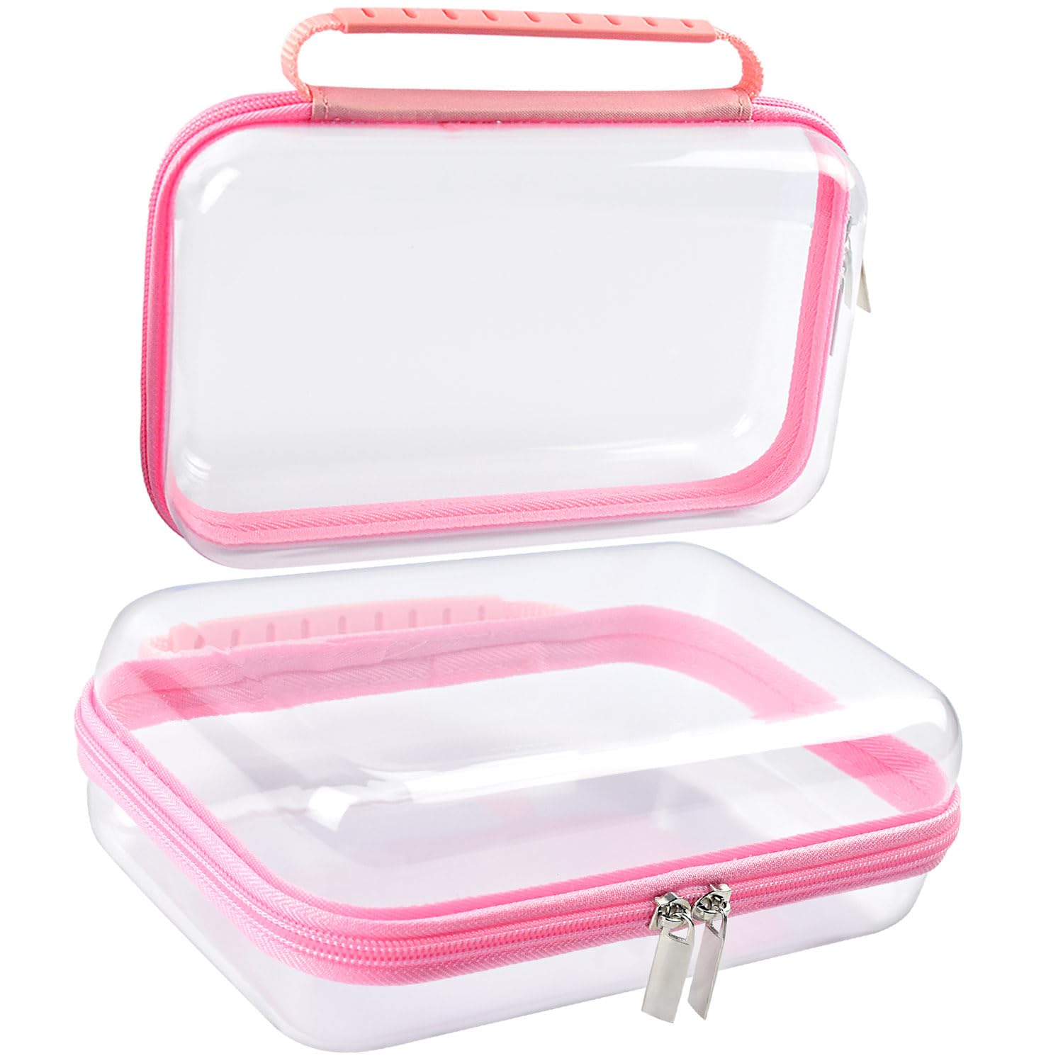 SameTech Zippered Hard Pouch, 2pcs Clear Plastic Storage Box Containers ...