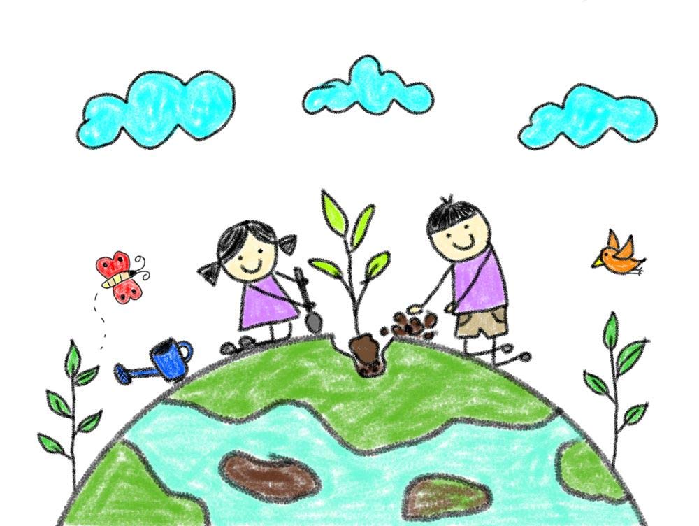 Buy 5 Ace Children Plant Tree M Sticker Poster|Save Earth|Save Nature|globar Warming|Size:12x18 ...