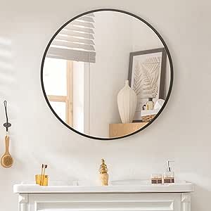 Amazon.com: BEAUTYPEAK Circle Mirror Black 30 Inch Wall Mounted Round ...