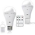 Rechargeable Light Bulbs, 2 Packs 7W Warm White Emergency Light Bulb ...