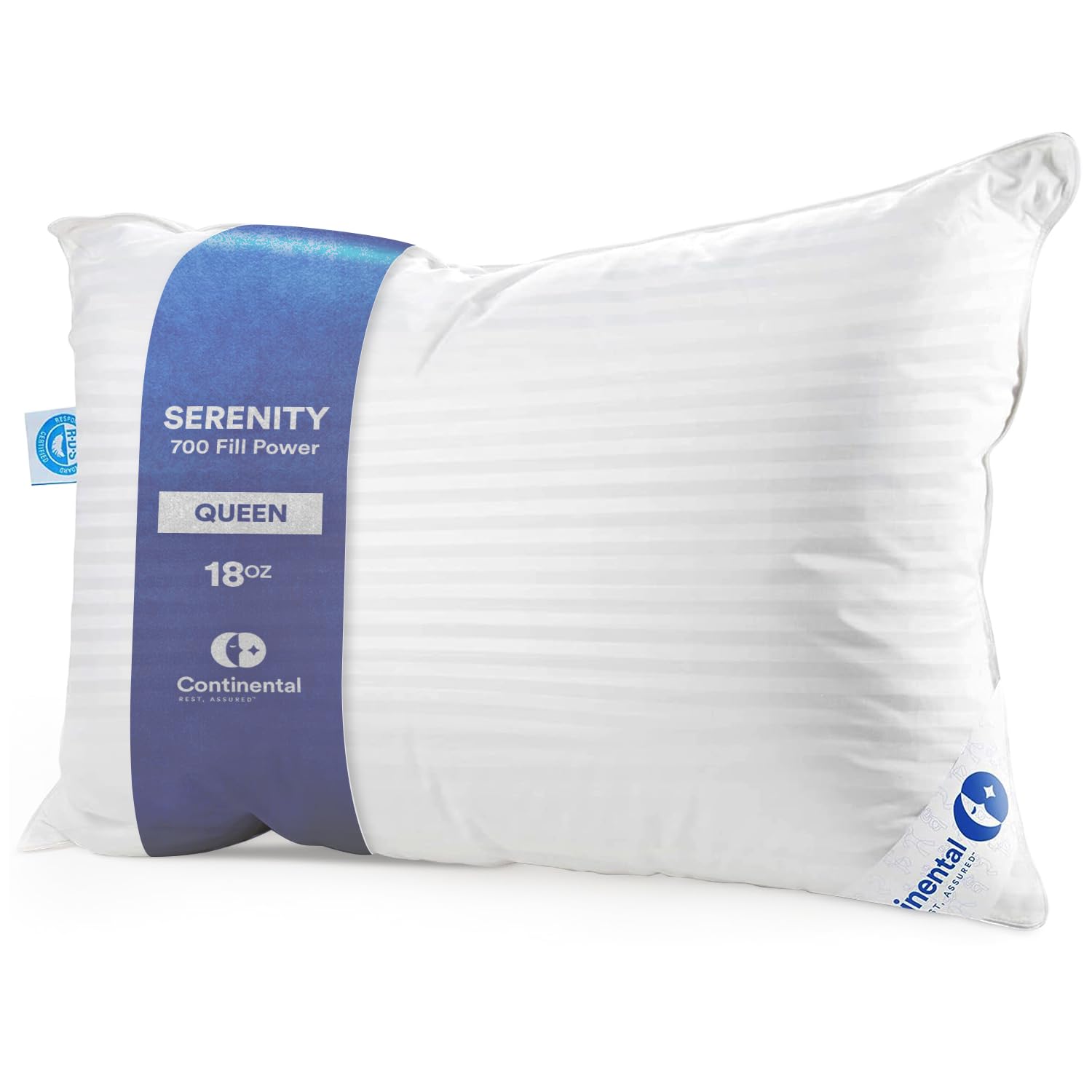 Continental Bedding | Serenity Goose Down Pillow | 700 Fill Power Hungarian White Down | 400TC ...