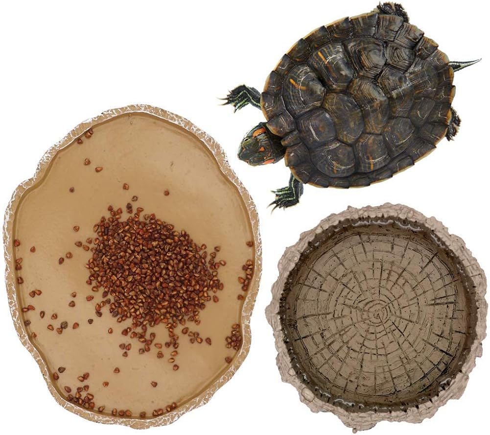 Willlly 2 Pieces Reptile Water Bowl for Turtles Chic Resin Bowl for ...