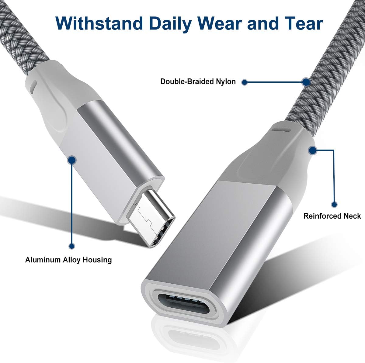 USB Type C Extension Cable 0.2M 2-Pack,USB-C 3.1 Gen2 10Gbps Female to ...