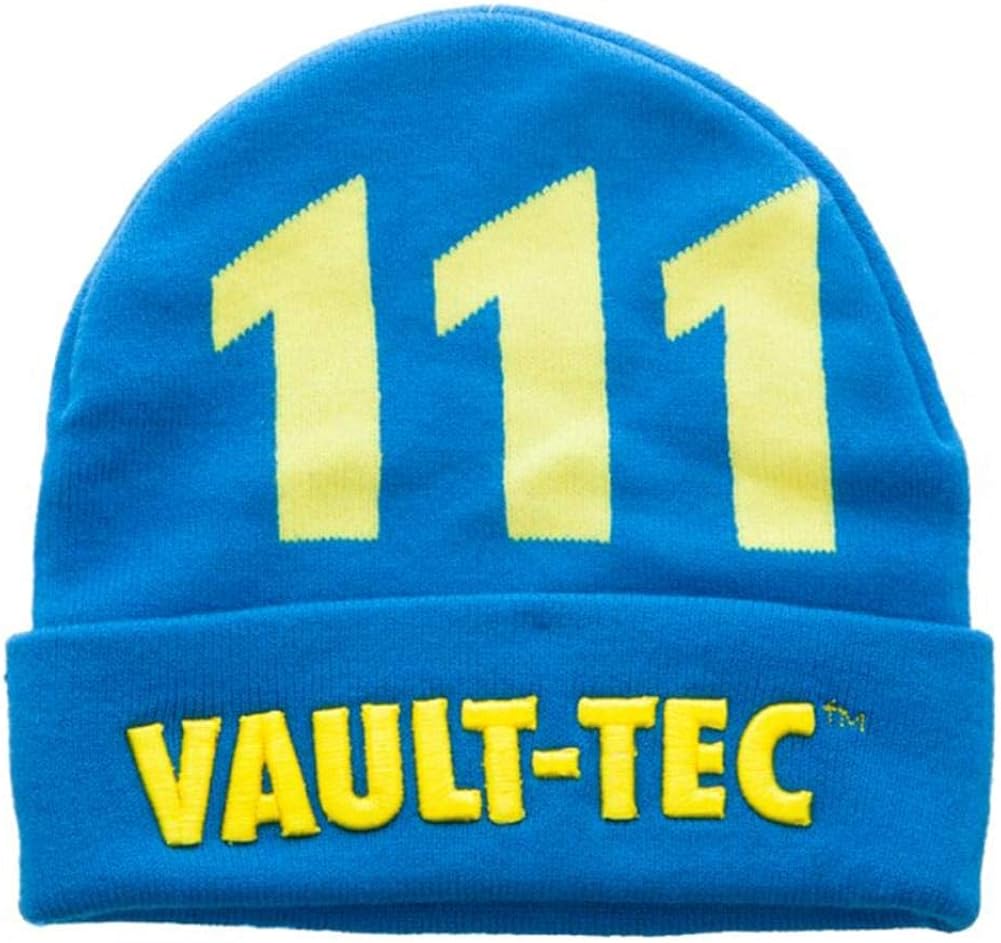 Fallout Vault-Tec Vault 111 Cuffed Knit Hat Standard Light Blue, Yellow ...