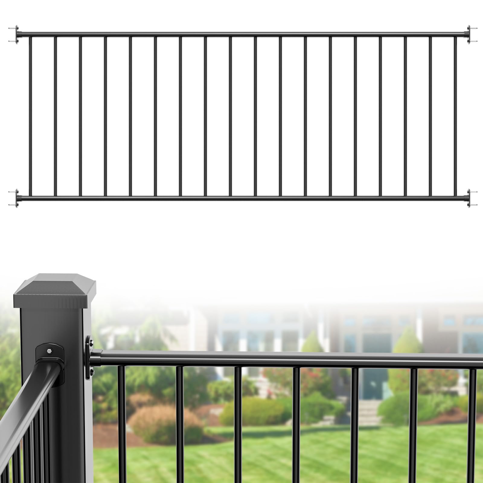 Aluminum Railing Kit, Indoor & Outdoor Railing for Deck, Guard Rail Kit ...