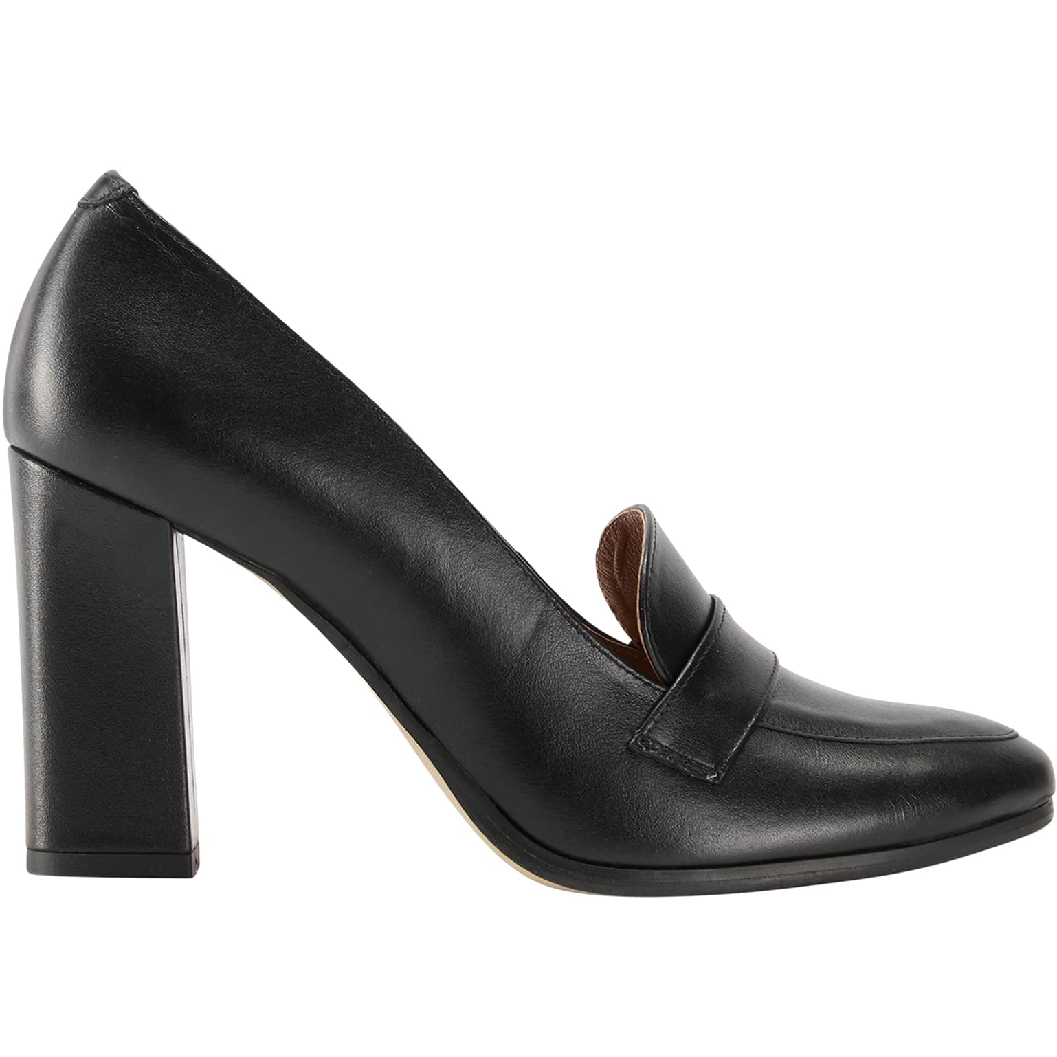 MOOMMO Women Black Snake Skin Pumps Chunky Block Heel Round Closed Toe ...