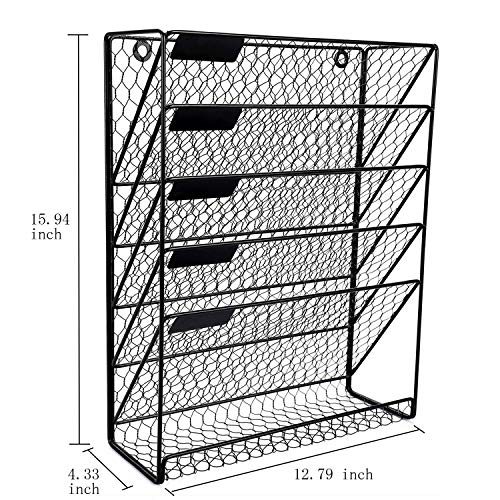 Superbpag Hanging File Organizer Metal 6 Tier Chicken Wire Wall Mount ...