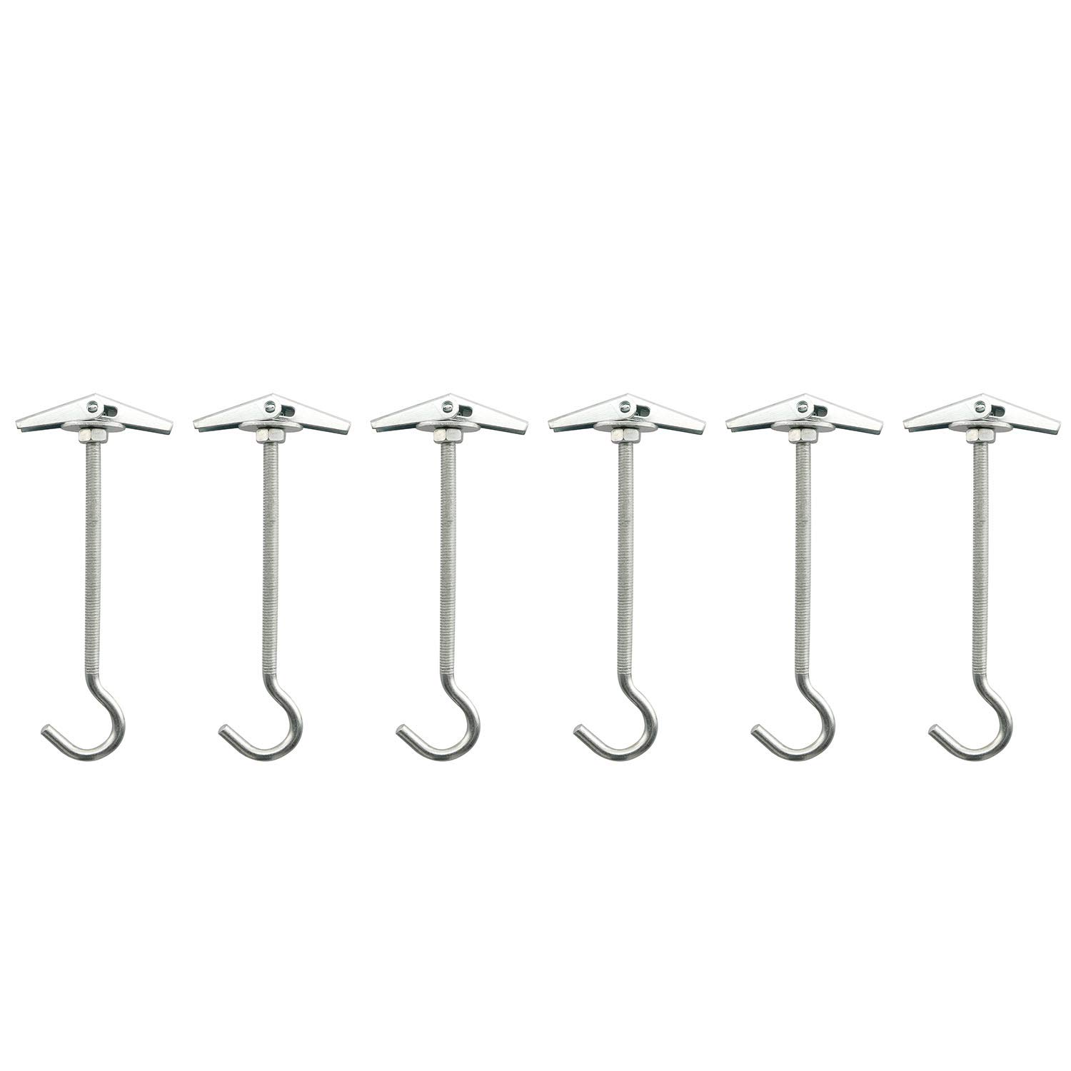 JCBIZ 6pcs Stainless Steel Heavy Duty Ceiling Hooks Toggle Bolt Hook ...