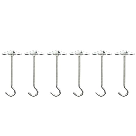 JCBIZ 6pcs Stainless Steel Heavy Duty Ceiling Hooks Toggle Bolt Hook ...