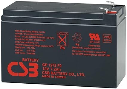 CSB GP-1272-F2 Sealed Lead Acid Battery 12V 7.2aH: Amazon.ca: Electronics