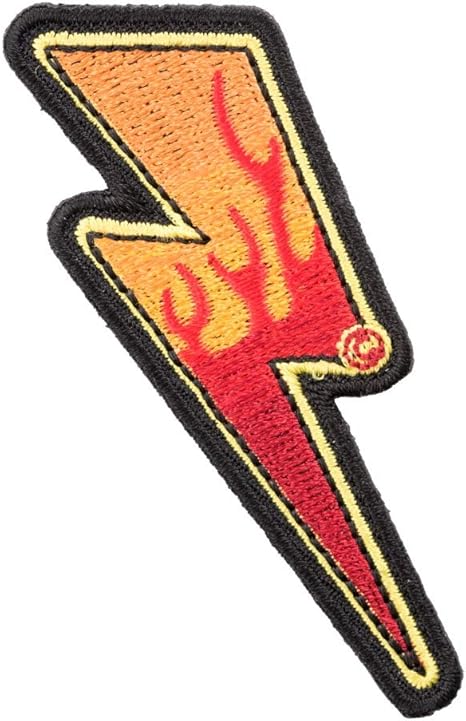 Amazon.com: PatchStop Lightning Bolt Flames Red Yellow Iron On Patches ...