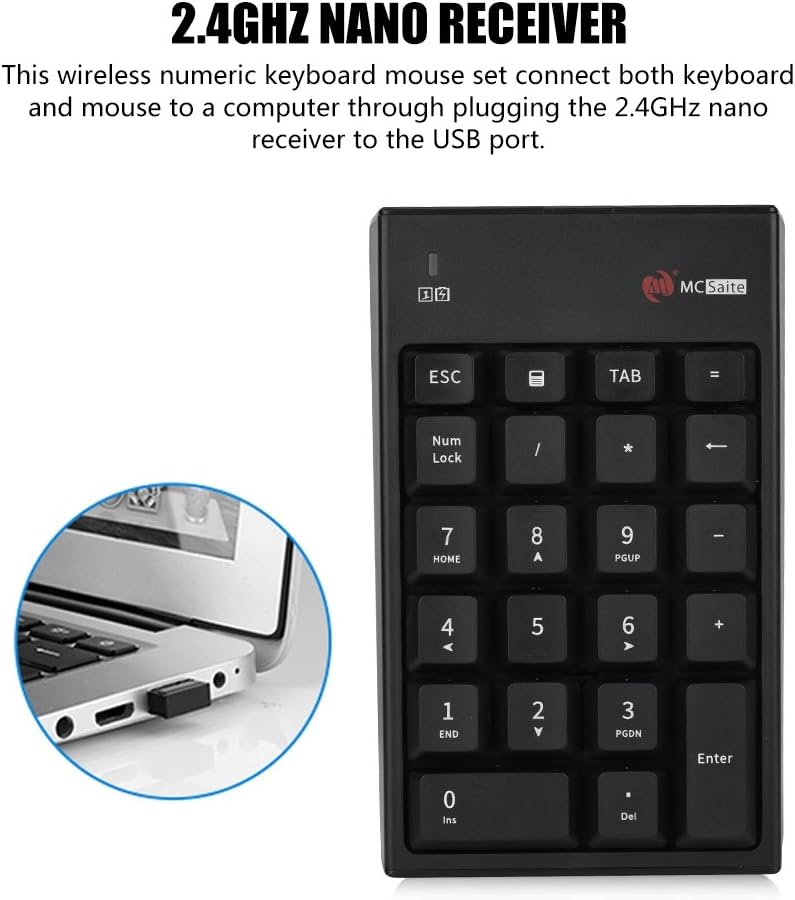 Numeric Keypad and Mouse Combo 2.4GHz Wireless 22 Keys Mini Number Pad ...