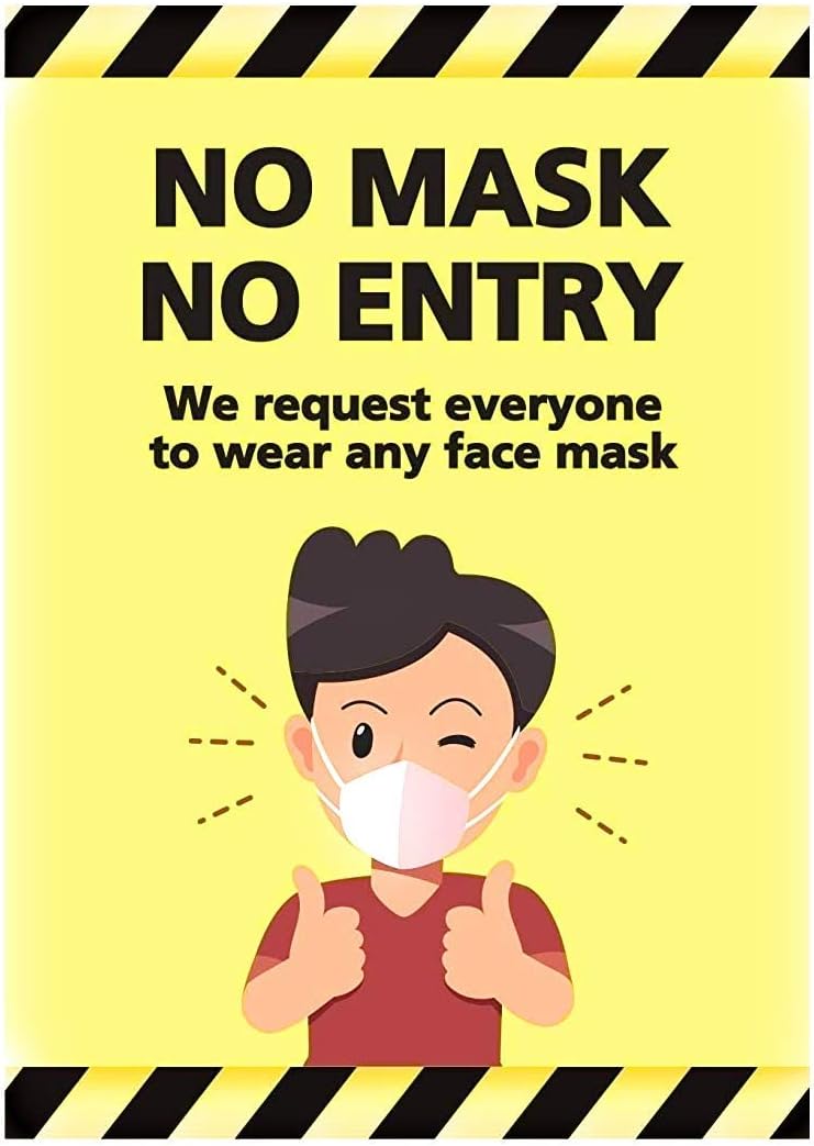 No Mask No Entry, Social Distancing Sign Notice Warning for Shop ...