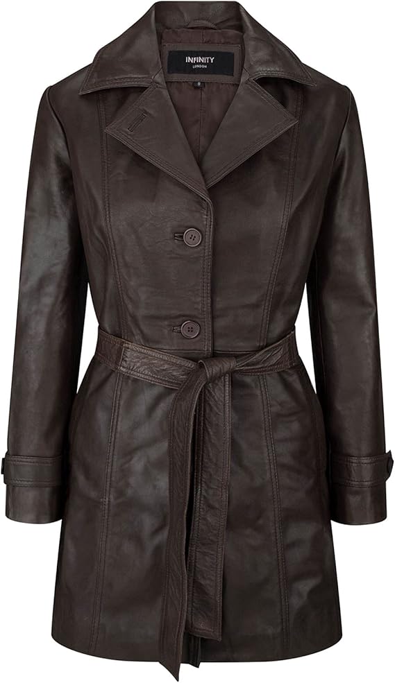 Giacca Lunga da Donna In Vera Pelle Marrone Stile Blazer Retro Vintage ...