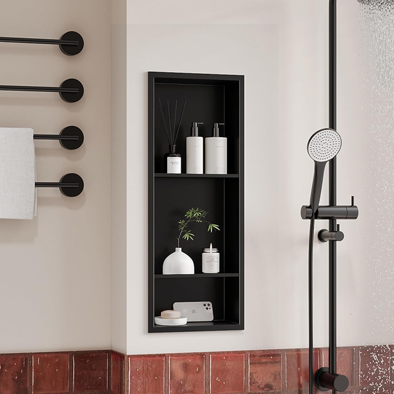 Neodrain 12X30 Inch Matte Black Three Layers Stainless Steel Shower ...