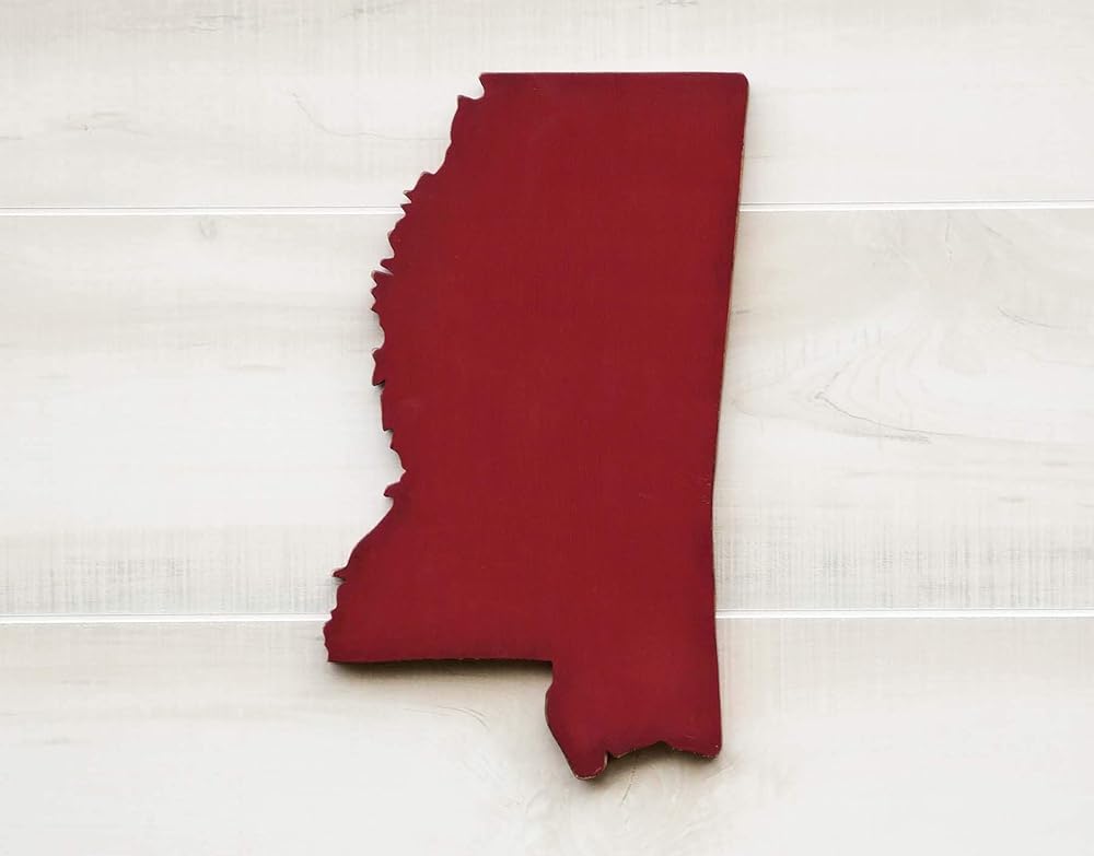 Amazon.com: Mississippi State Shape Wood Cutout Sign Wall Art. 18" tall ...