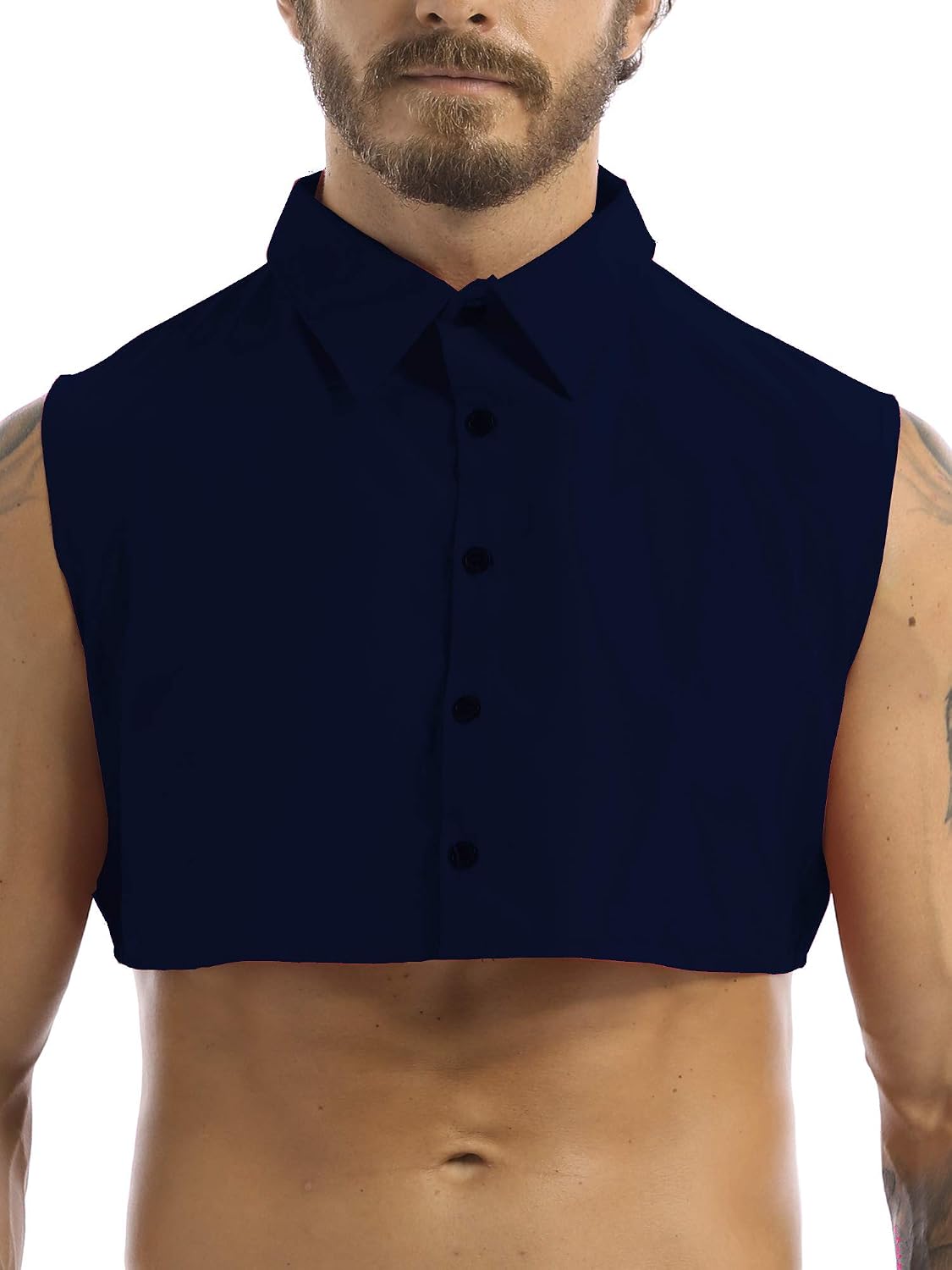 Buy dPois Men's Detachable Pure Color False Collar Decorative Half ...