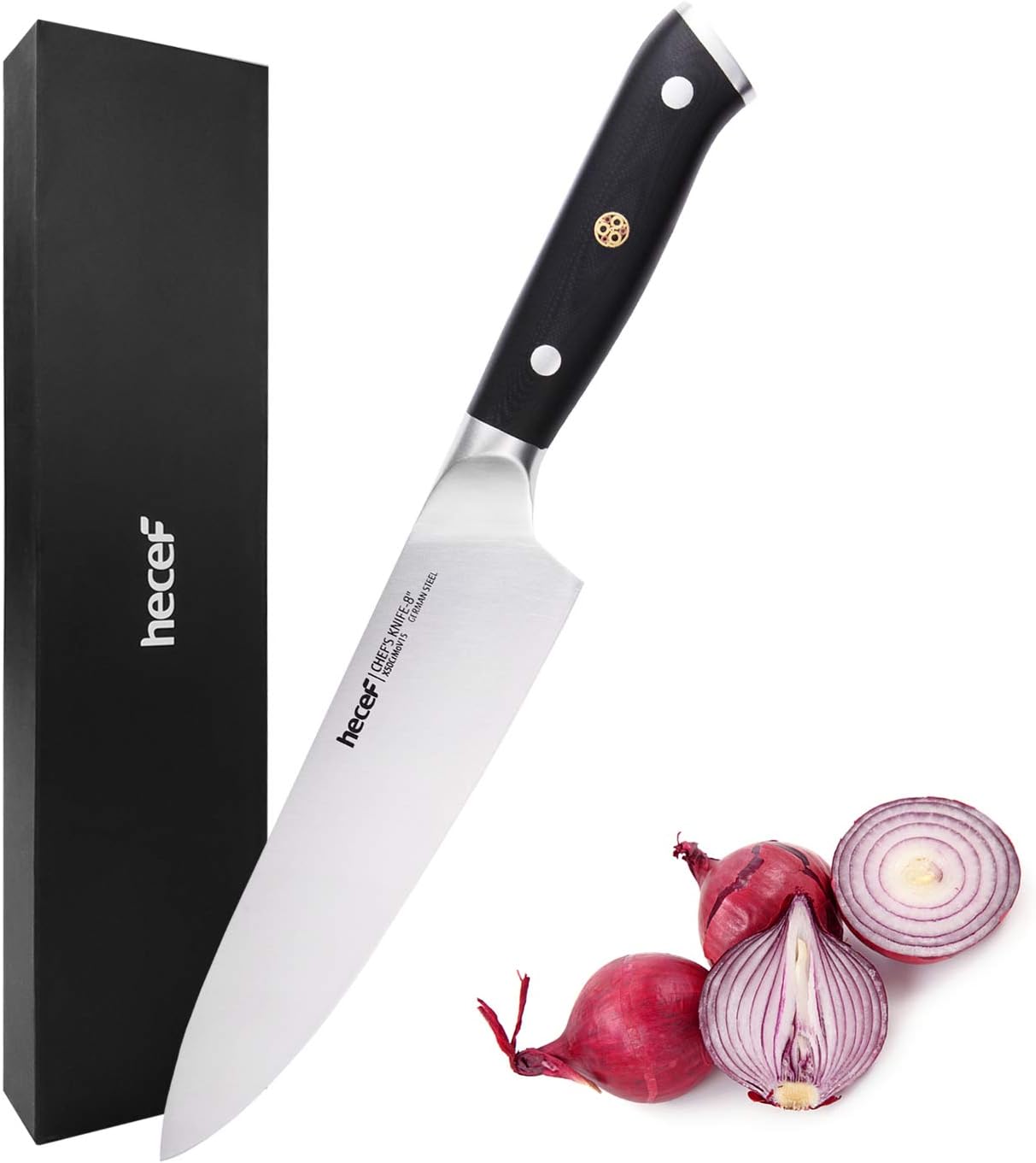 hecef Coltelli da Chef, 8 Pollici Acciaio Inox X50CrMoV15 Coltello da ...