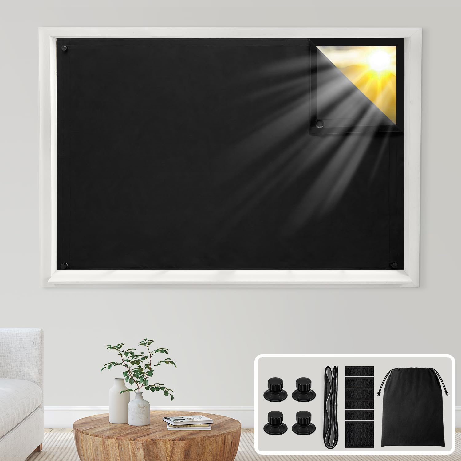 HOMEIDEAS Full Portable Travel Blackout Curtains, W50 X L78 No Drill ...