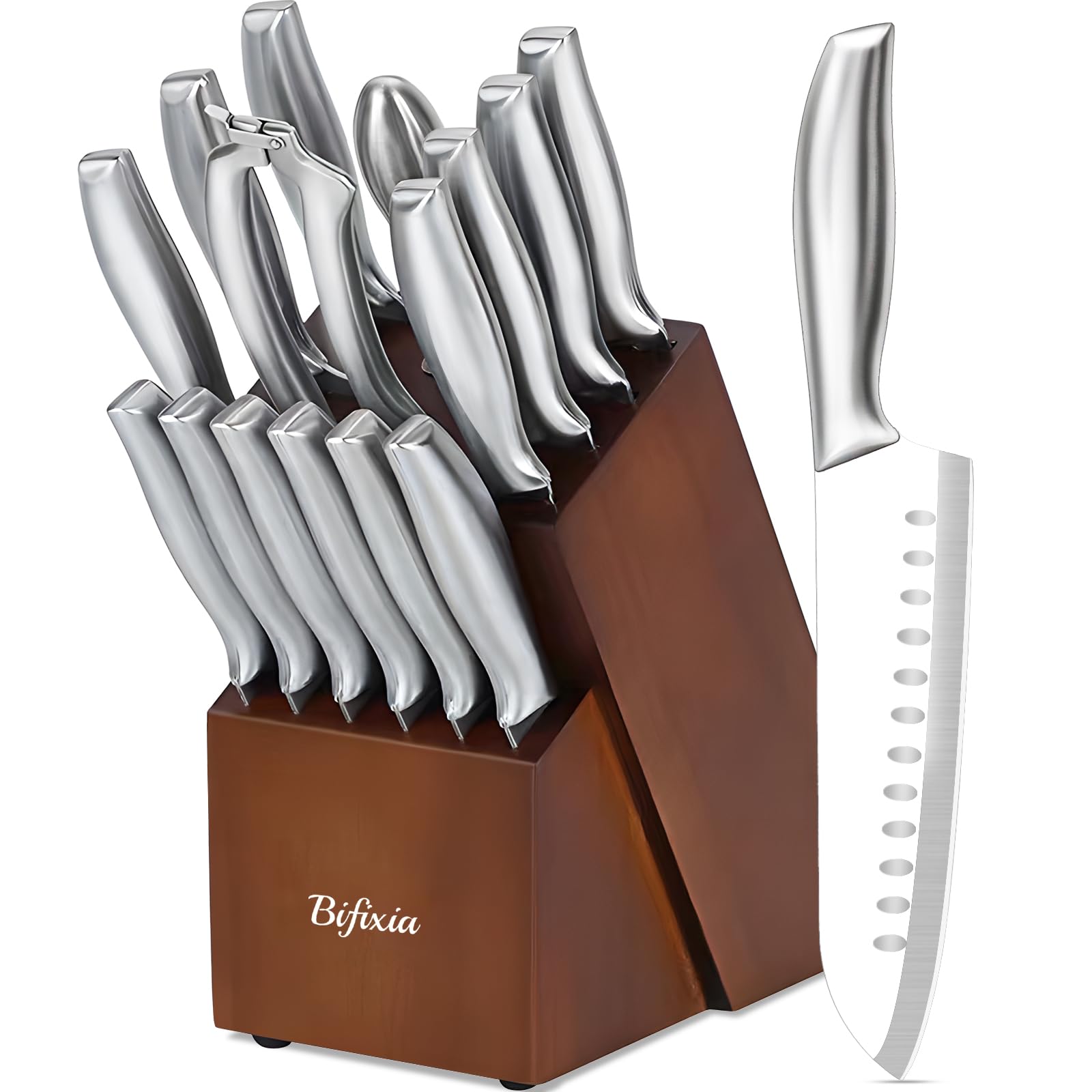 Knife Sets for Kitchen with Block, Bifixia 16 Pcs Knife Block Set with ...