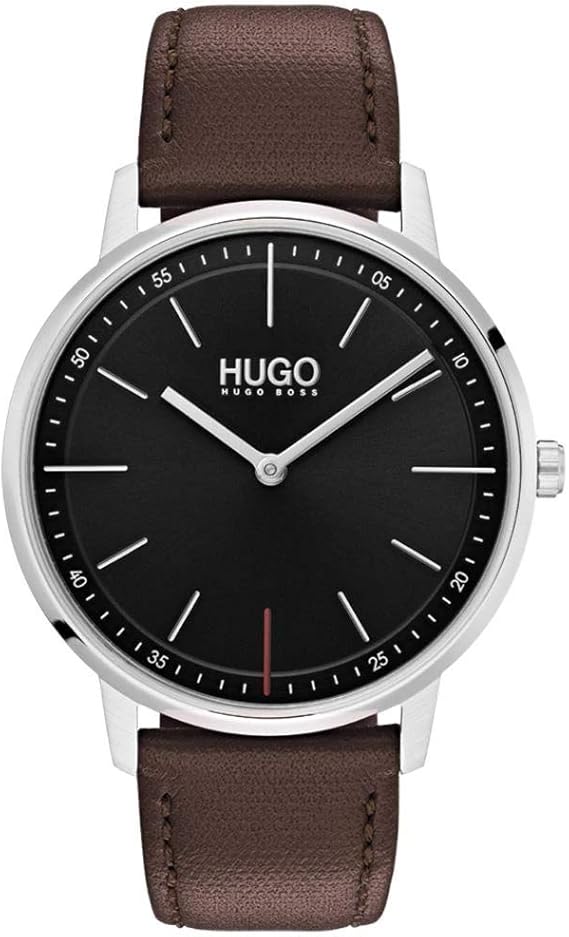 Hugo Unisex Adult Analogue Classic Quartz Watch with Leather Strap ...