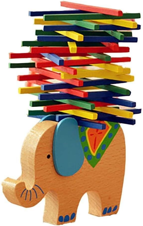 Gobus Wooden Multi Color Elephant Balance Sorting Blocks Early Learning ...