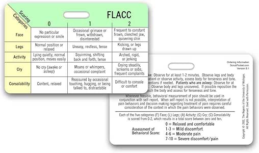 Amazon.com: FLACC Pain Scale - Horizontal Badge Reference Card (1 Card ...