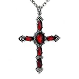Black Stone Vampire Cross Necklace Dark Jewelry Gothic Deathrock Anime ...
