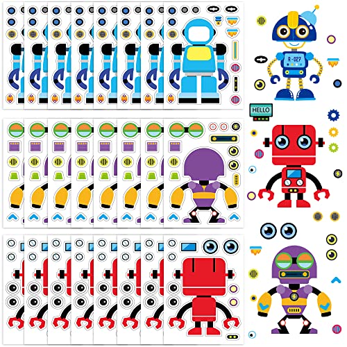 ArtCreativity Make Your Own Robot Character Sticker Assortment, Set of ...