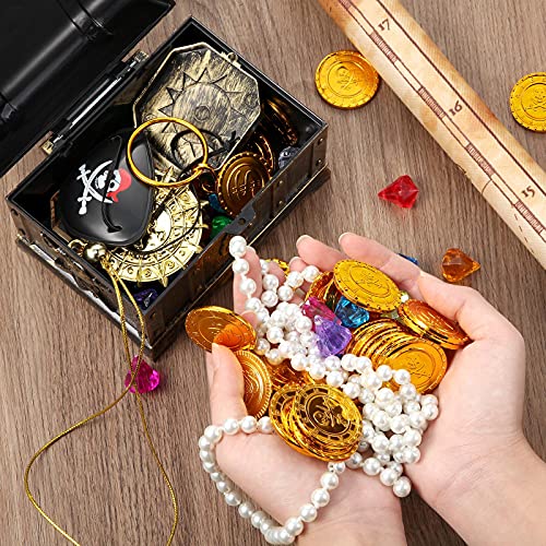 89 Pieces Pirate Treasure Chest Toy Kit Vintage Pirate Treasure Chest ...