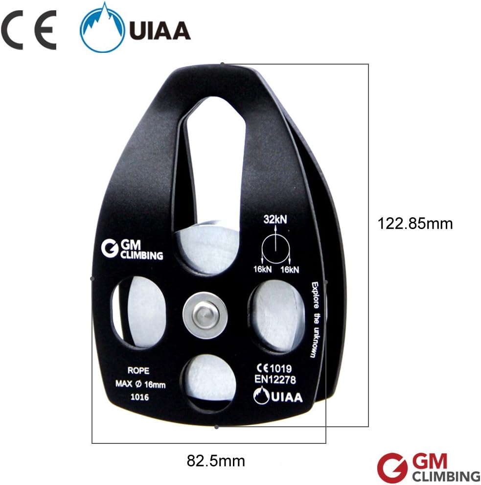 GM CLIMBING 32kN UIAA Certified Large Rescue Pulley Single/Double ...
