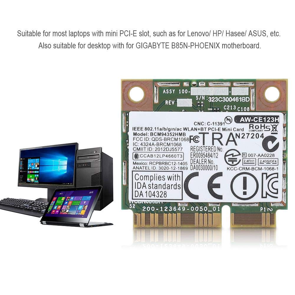 Network Cards 5G Dual-Band Mini PCI-E Bluetooth V4.0 WiFi Wireless Card ...