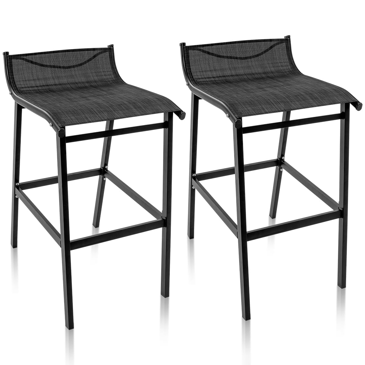 Sundale Outdoor Patio Metal Bar Stools Set of 2, Low Back Modern ...