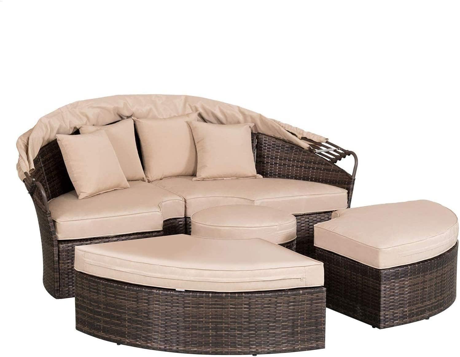 Mua Crownland Outdoor Patio Canopy Bed Round Daybed with Washable ...