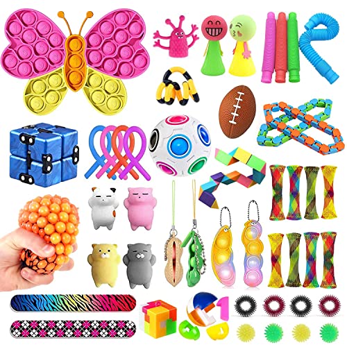50 Pack Fidget Toys Set, Big Fidget Pack with Butterfly Pop it, Figetget Toys Pack for girls and ...